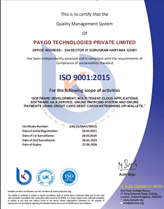 ISO 9001:2015 | PayGo - GST Invoices & Payment Links